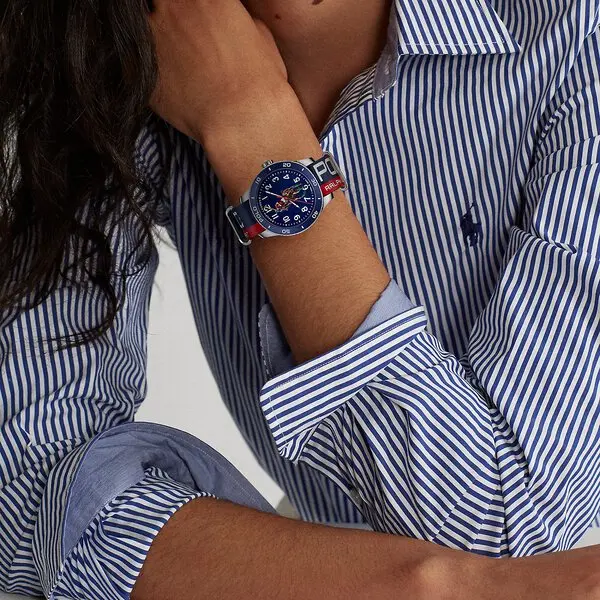 Ralph Lauren 42 Mm Polo Player Watch - Blue Dial