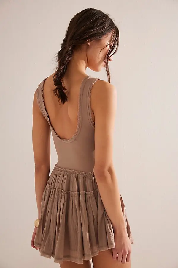Free People Izi Drop-waist Mini Dress - Dusted Cocoa