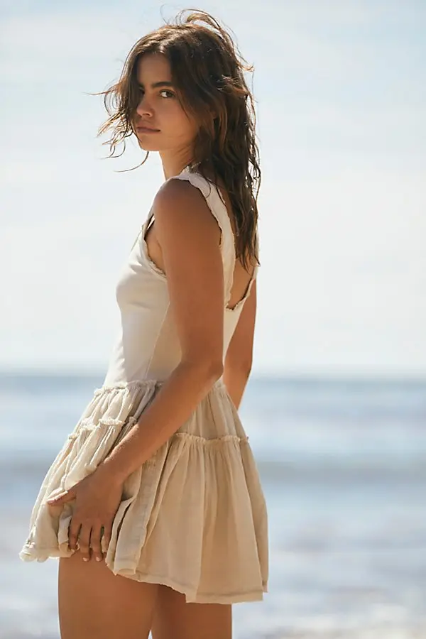 Free People Izi Drop-Waist Mini Dress - Morning Oat | Editorialist