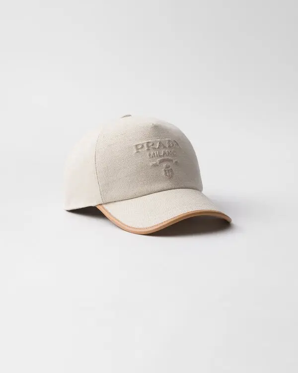 Prada Linen-blend Baseball Cap - Natural