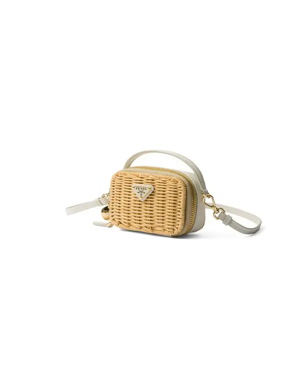 Prada Wicker And Leather Mini-pouch