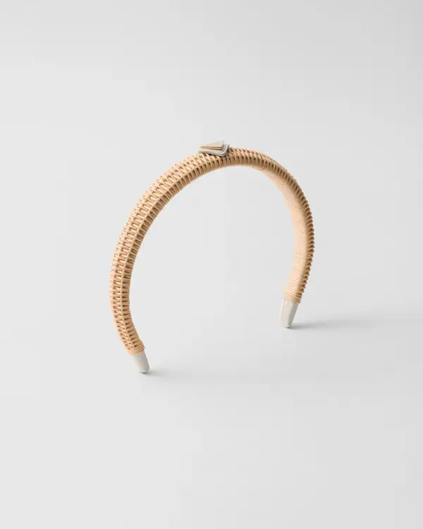 Prada Wicker Headband - Tan/white