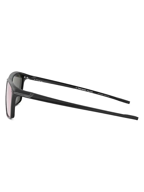 Tag Heuer Vingt Sept 57mm Rectangular Sunglasses - Black Purple Mirror