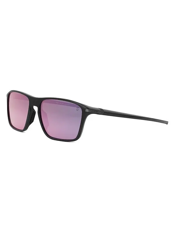 Tag Heuer Vingt Sept 57mm Rectangular Sunglasses - Black Purple Mirror