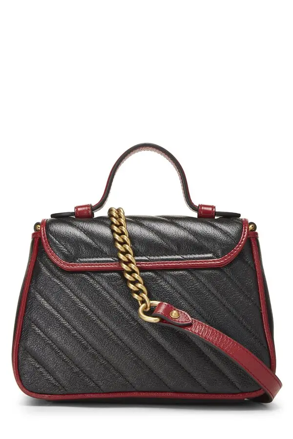 Gucci Leather Gg Marmont Top Handle Bag - Black