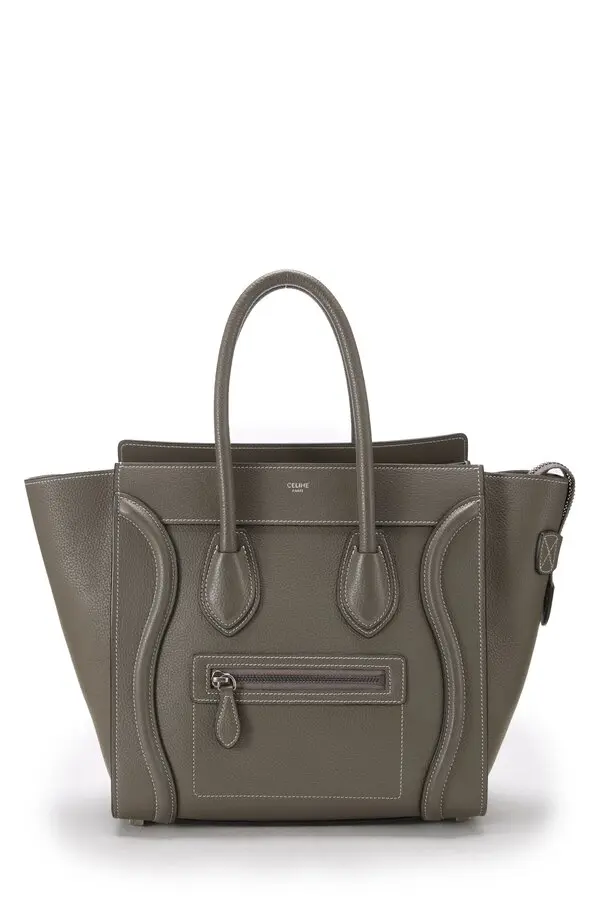 Celine Luggage Tote Drummed Calfskin - Grey