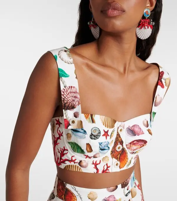 Dolce & Gabbana Capri Printed Cotton Crop Top - Multicoloured