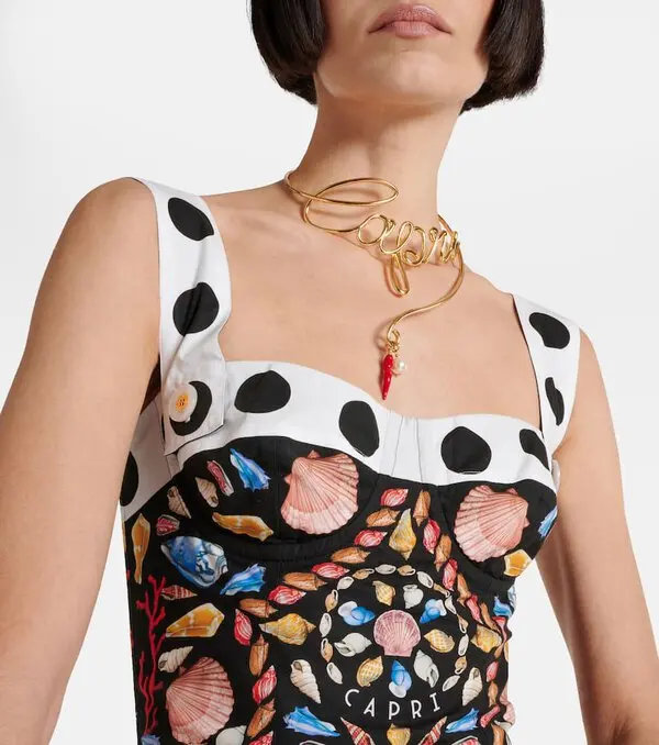 Dolce & Gabbana Capri Printed Cotton Corset Dress