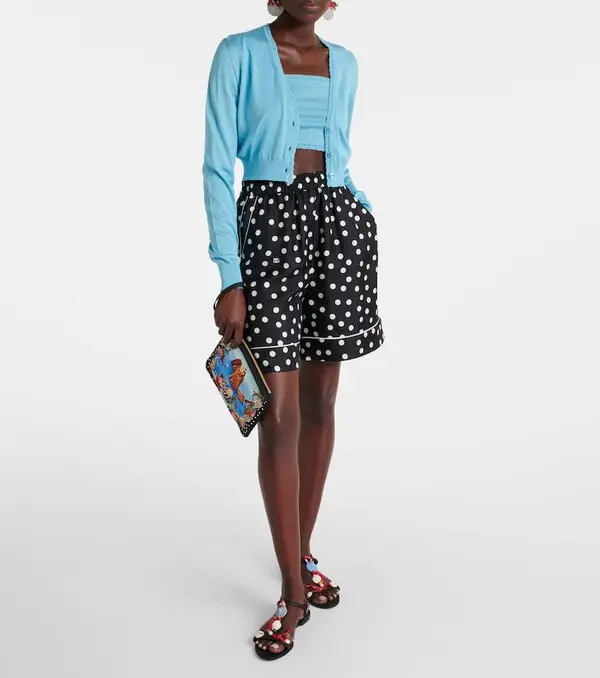 Dolce & Gabbana Lace-trimmed Silk Crop Top