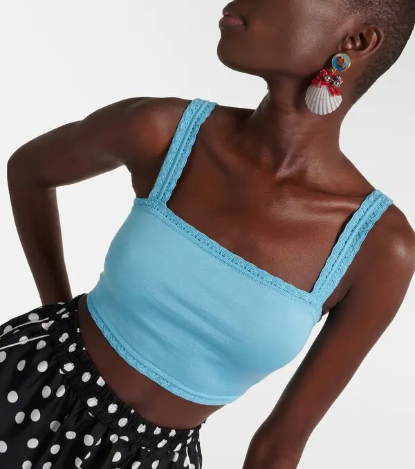 Dolce & Gabbana Lace-trimmed Silk Crop Top