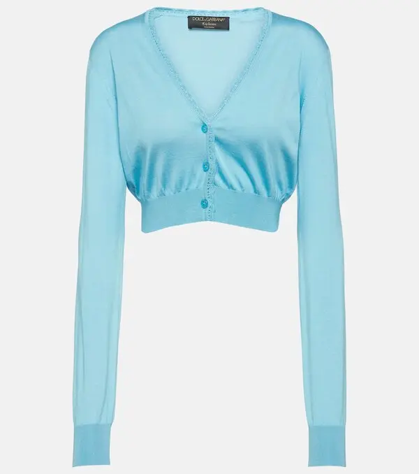 Dolce & Gabbana Capri Cropped Silk Cardigan - Blue