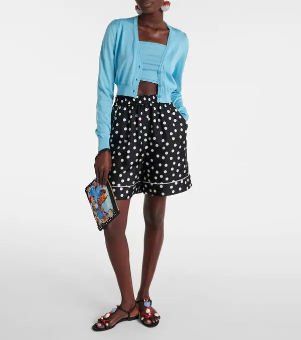 Dolce & Gabbana Capri Cropped Silk Cardigan - Blue