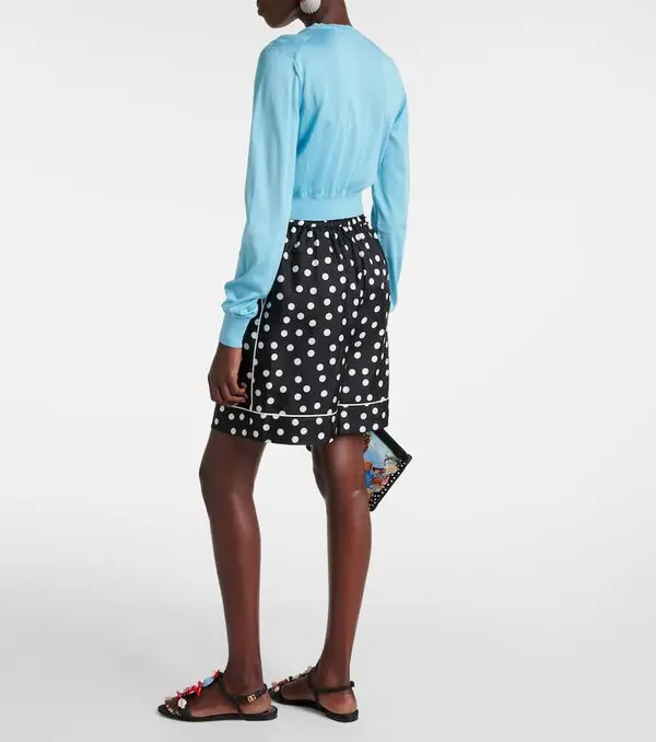 Dolce & Gabbana Capri Cropped Silk Cardigan - Blue