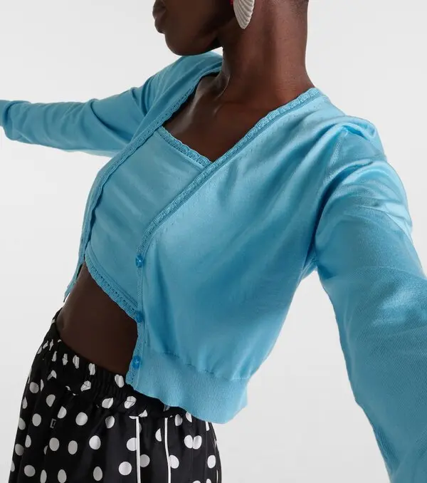 Dolce & Gabbana Capri Cropped Silk Cardigan - Blue