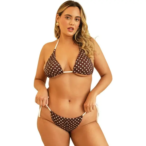 DIPPIN DAISY'S Palm Triangle Bikini Top - Dotted Brown