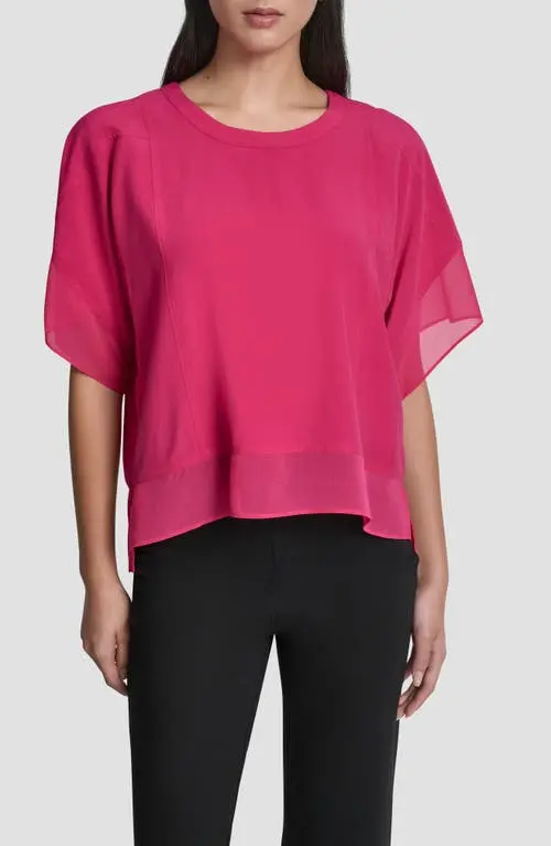 Dkny Mixed Media Top - Hot Pink