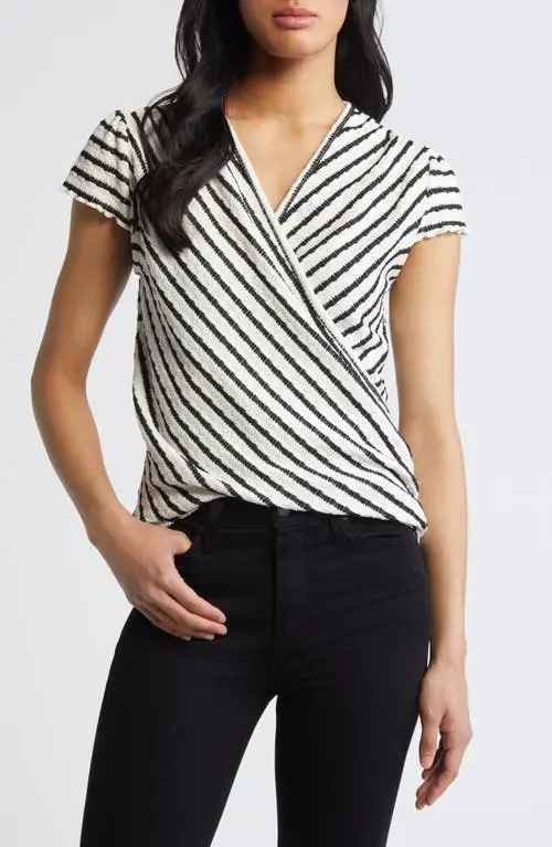 Loveappella Stripe Wrap Knit Top