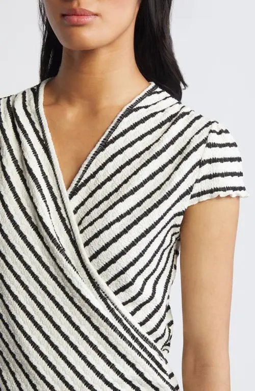 Loveappella Stripe Wrap Knit Top