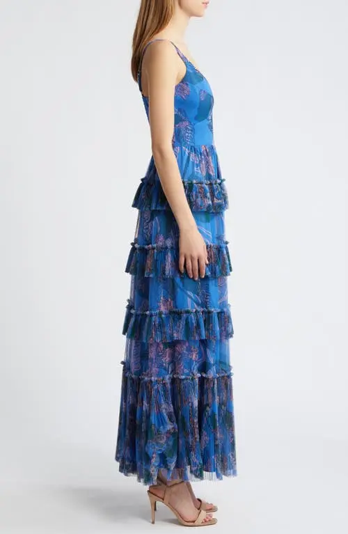 HUTCH Freya Tulle Plissé Ruffle Gown