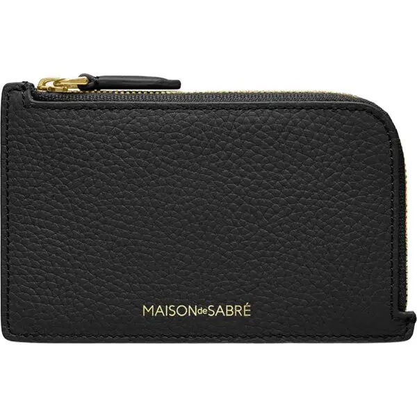 MAISON DE SABRE Leather Zip Card Holder - Black Caviar