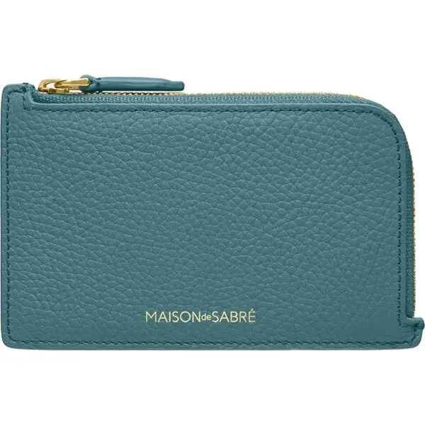 MAISON DE SABRE Leather Zip Card Holder - Bondi Blue