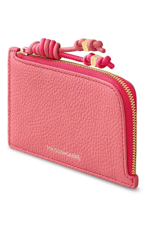 MAISON DE SABRE Leather Zip Card Holder - Candy Fuchsia