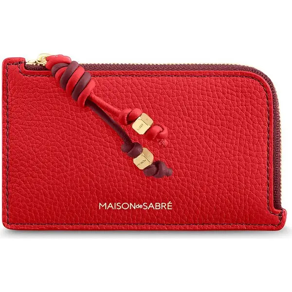 MAISON DE SABRE Leather Zip Card Holder - Pomegranate Plum