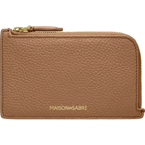 MAISON DE SABRE Leather Zip Card Holder - Sandstone Brown