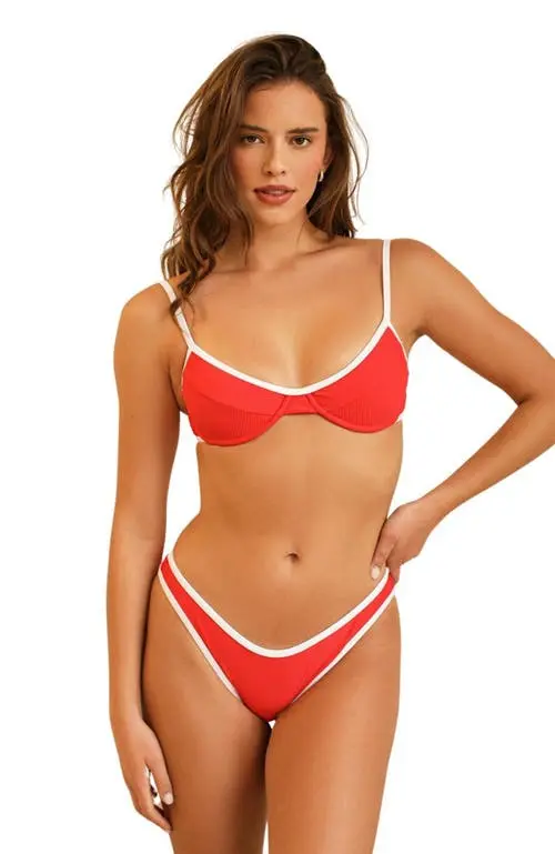 DIPPIN DAISY'S West Coast Underwire Bikini Top - Poppy/white Rib