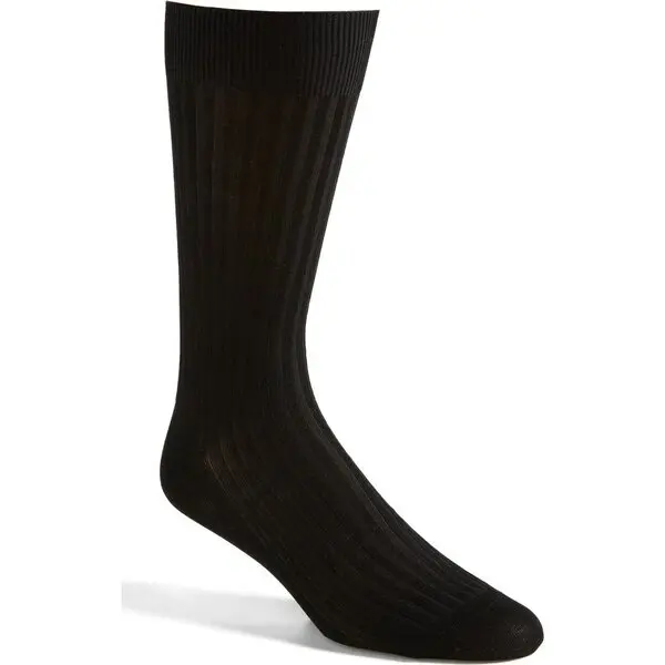 Pantherella Cotton Blend Mid-calf Dress Socks - Black 08