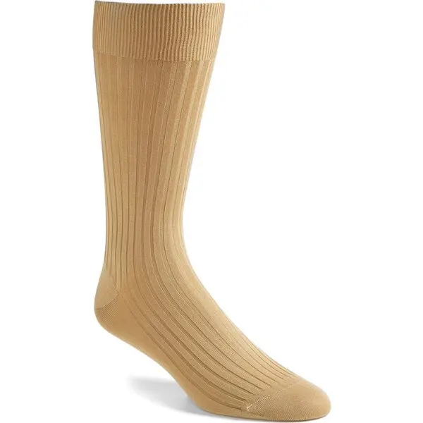 Pantherella Cotton Blend Mid-calf Dress Socks - Light Khaki 08