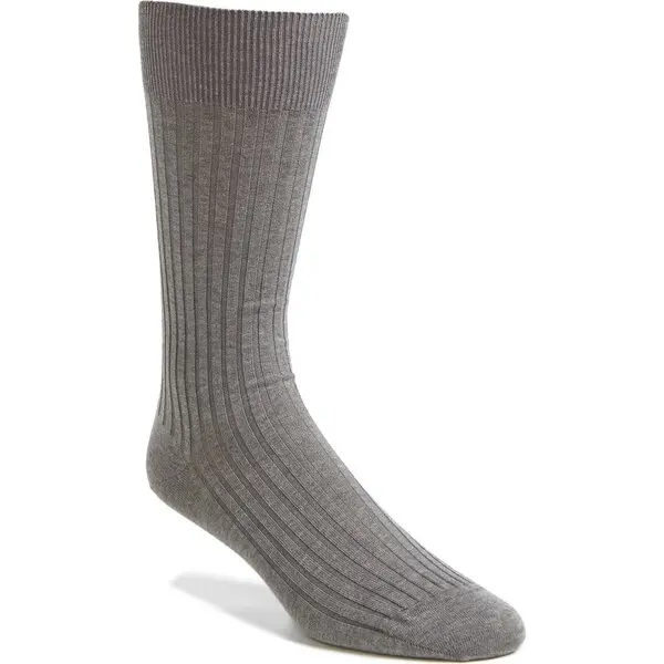 Pantherella Cotton Blend Mid-calf Dress Socks - Mid Grey