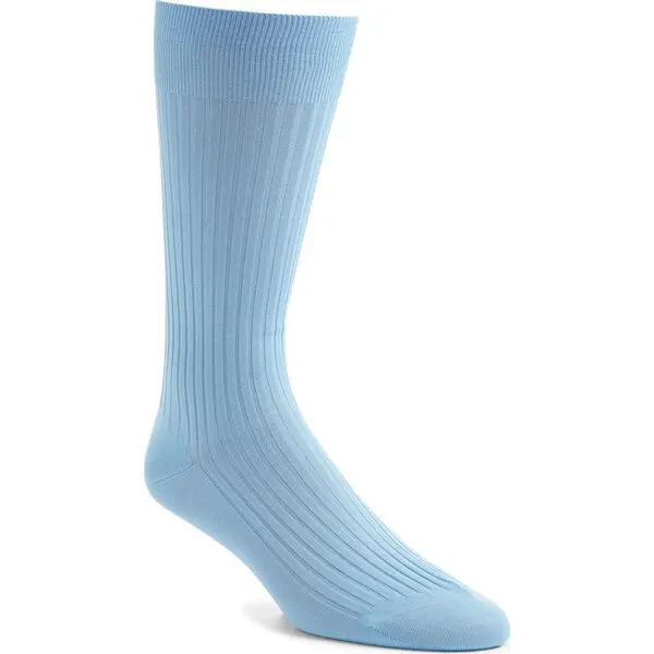 Pantherella Cotton Blend Mid-calf Dress Socks - Sea Blue