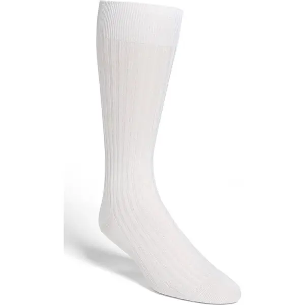 Pantherella Cotton Blend Mid-calf Dress Socks - White