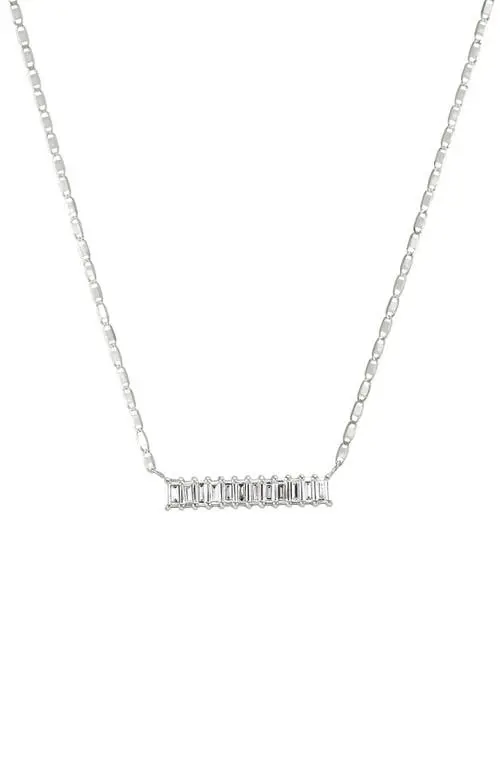 Lana Jewelry 14k Baguette Diamond Bar Pendant Necklace - White Gold