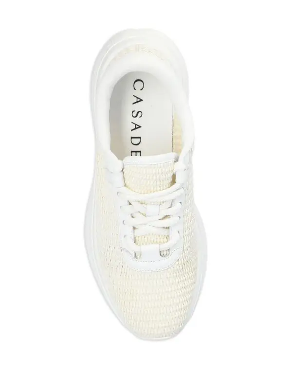Casadei Mia Woven Leather Sneakers - White