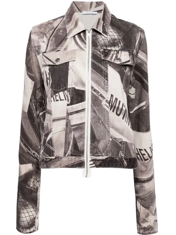 Helmut Lang Graphic-print Zip-up Jacket - Black