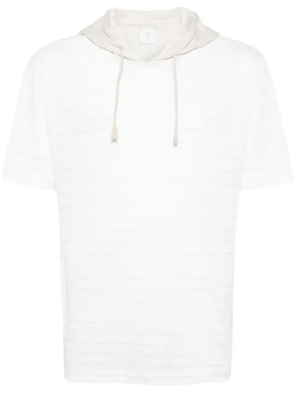 Eleventy Striped Hooded T-shirt - White