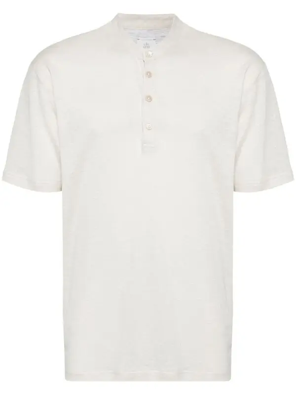 Eleventy Buttoned Linen-cotton T-shirt