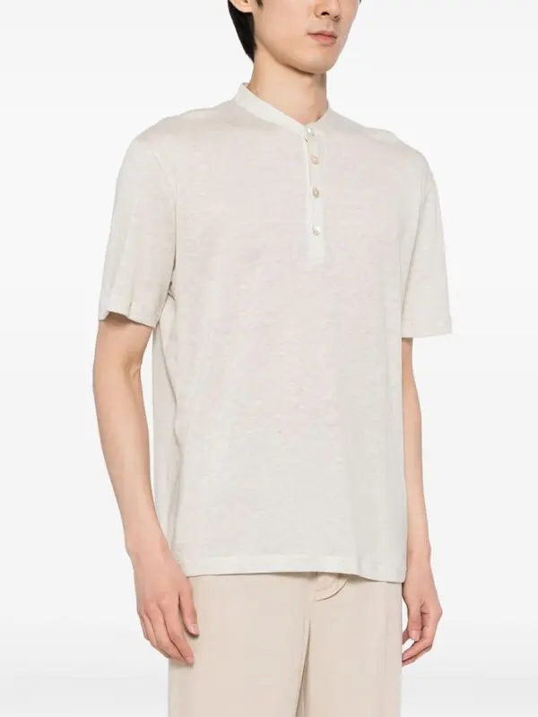 Eleventy Buttoned Linen-cotton T-shirt