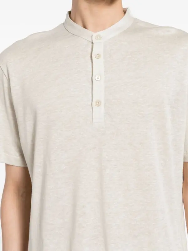 Eleventy Buttoned Linen-cotton T-shirt