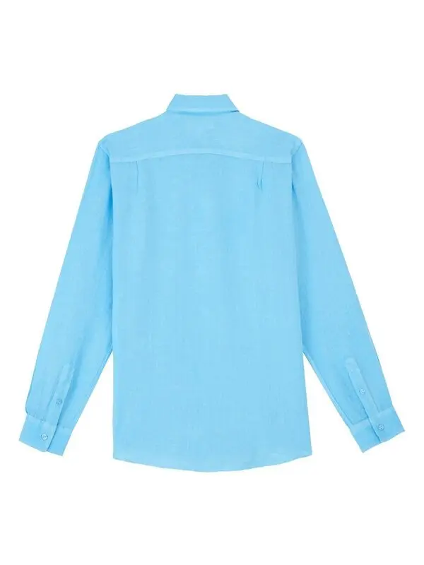 Vilebrequin Logo-embroidered Linen Shirt - Blue