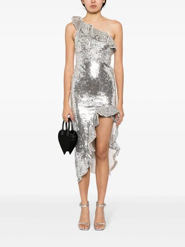 NEEDLE & THREAD Betty Sequin-embellished Asymmetric Midi Dress
