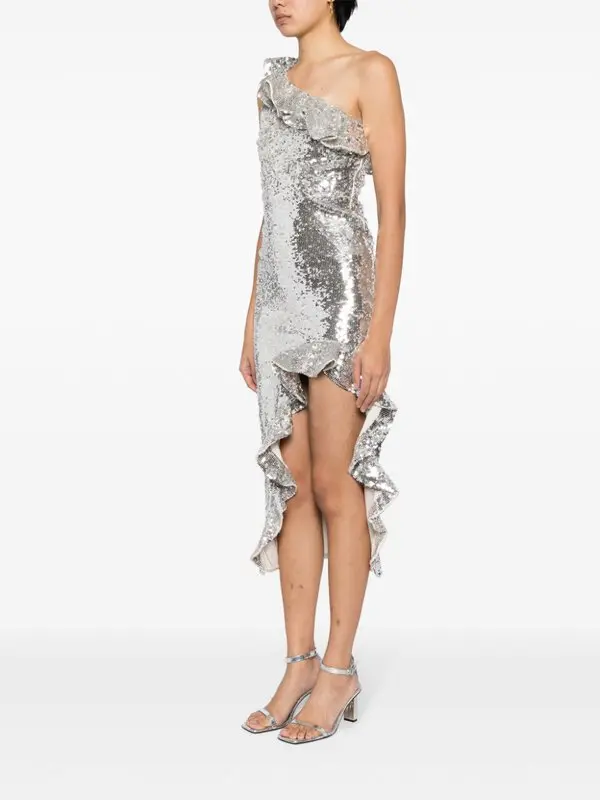 NEEDLE & THREAD Betty Sequin-embellished Asymmetric Midi Dress