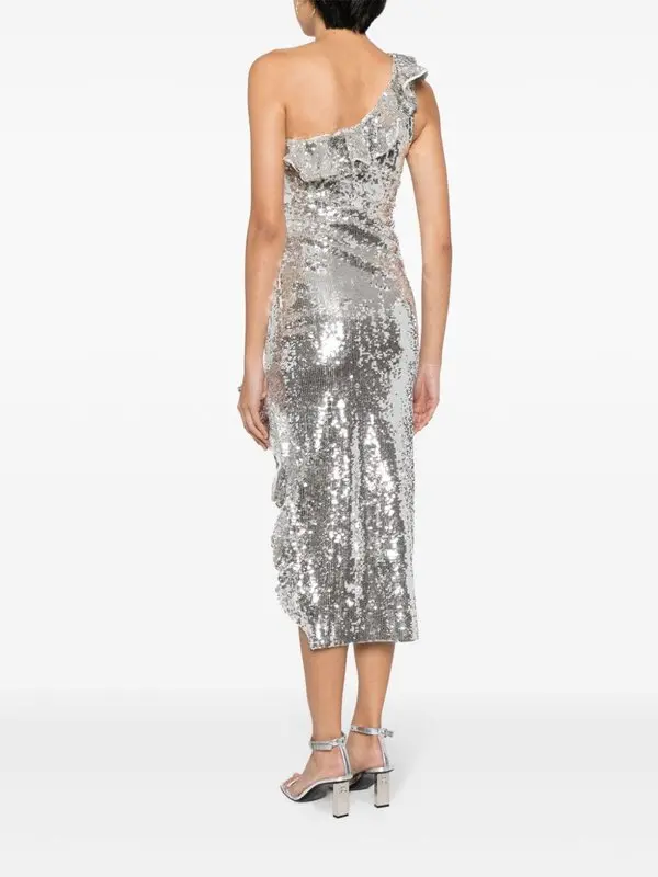 NEEDLE & THREAD Betty Sequin-embellished Asymmetric Midi Dress