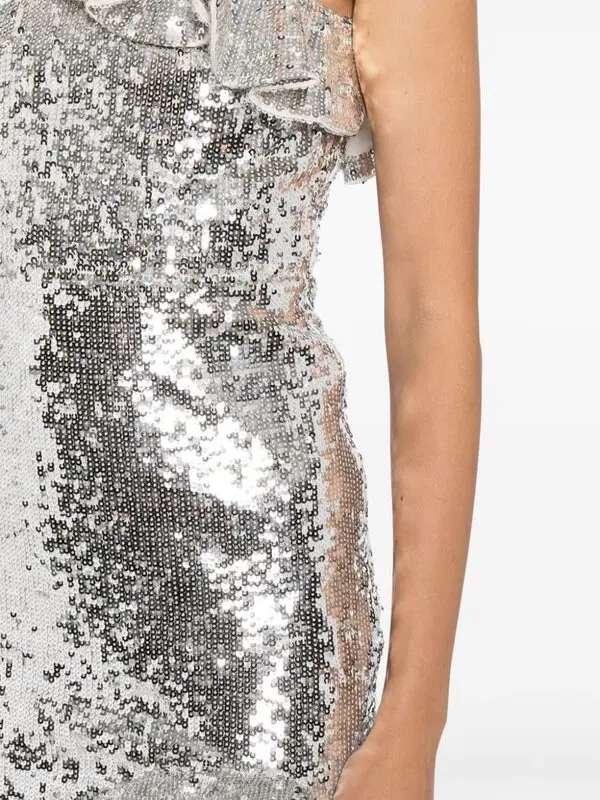 NEEDLE & THREAD Betty Sequin-embellished Asymmetric Midi Dress