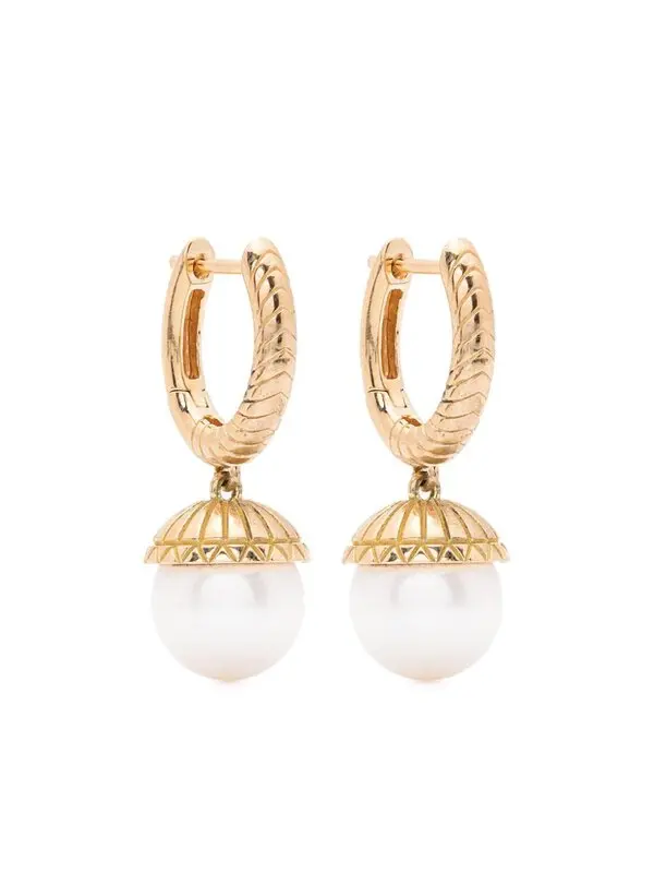 Harwell Godfrey 18kt Yellow Pearl Drop Earrings - Gold