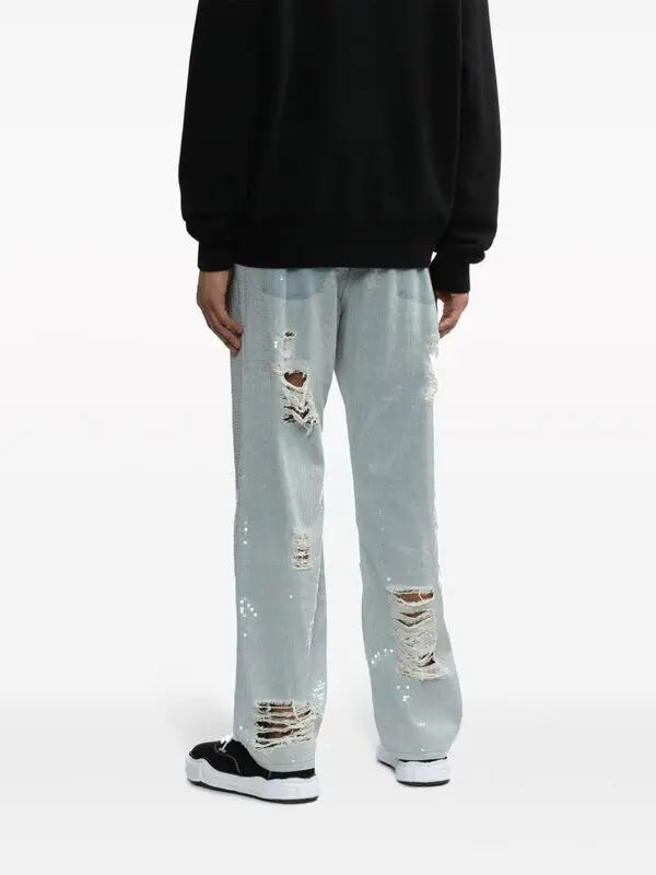 Palm Angels Sequin-embellished Ripped Jeans