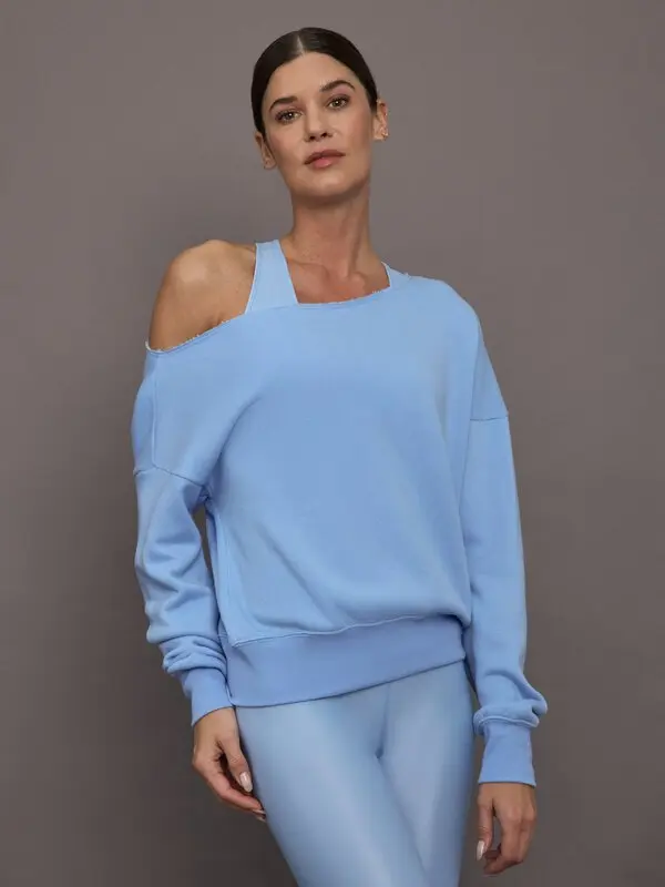 Carbon38 Off-shoulder French Terry Sweatshirt - Serenity