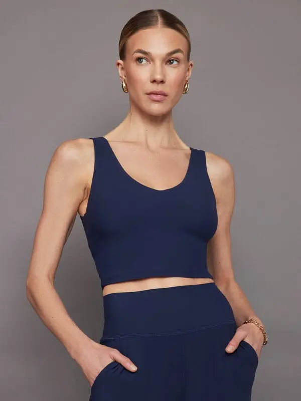 Carbon38 V-neck Longline Bra In Melt - Navy Blazer